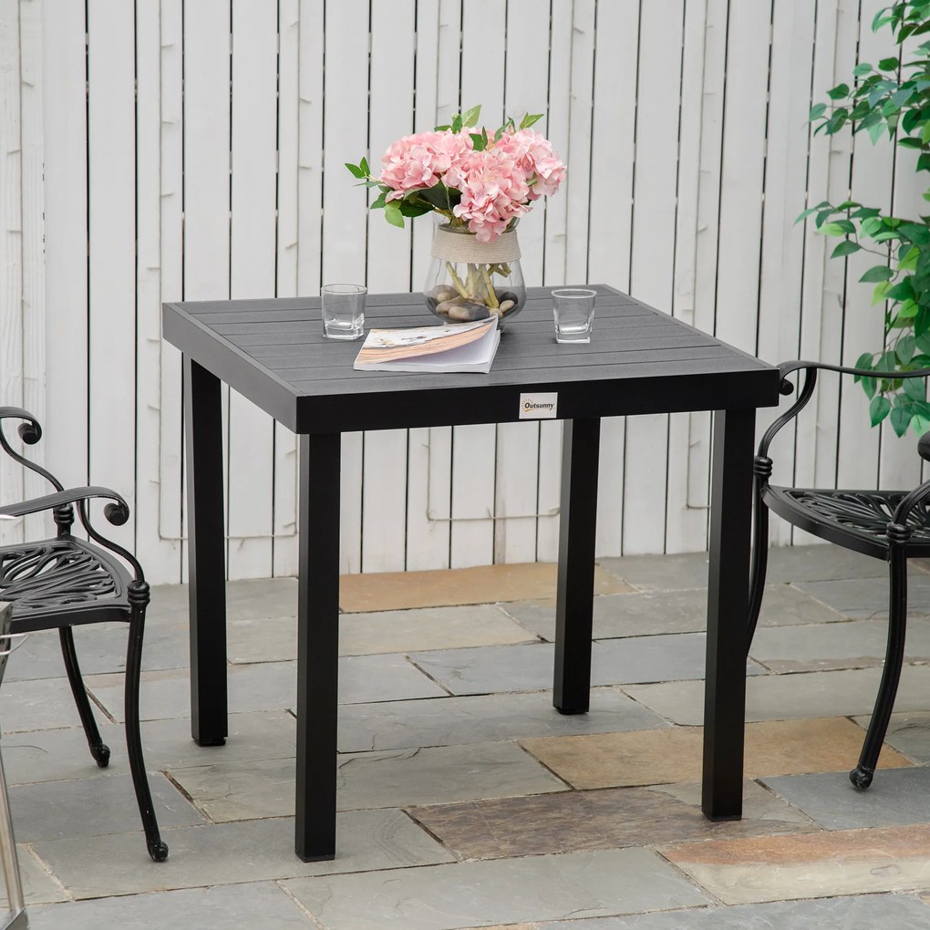 Outsunny zahradní stůl pro 4 osoby kompaktní jídelní stůl ze snadno udržovatelného hliníkového plastu černý 80x80x74cm pro zahradní nábytek | Aosom.de