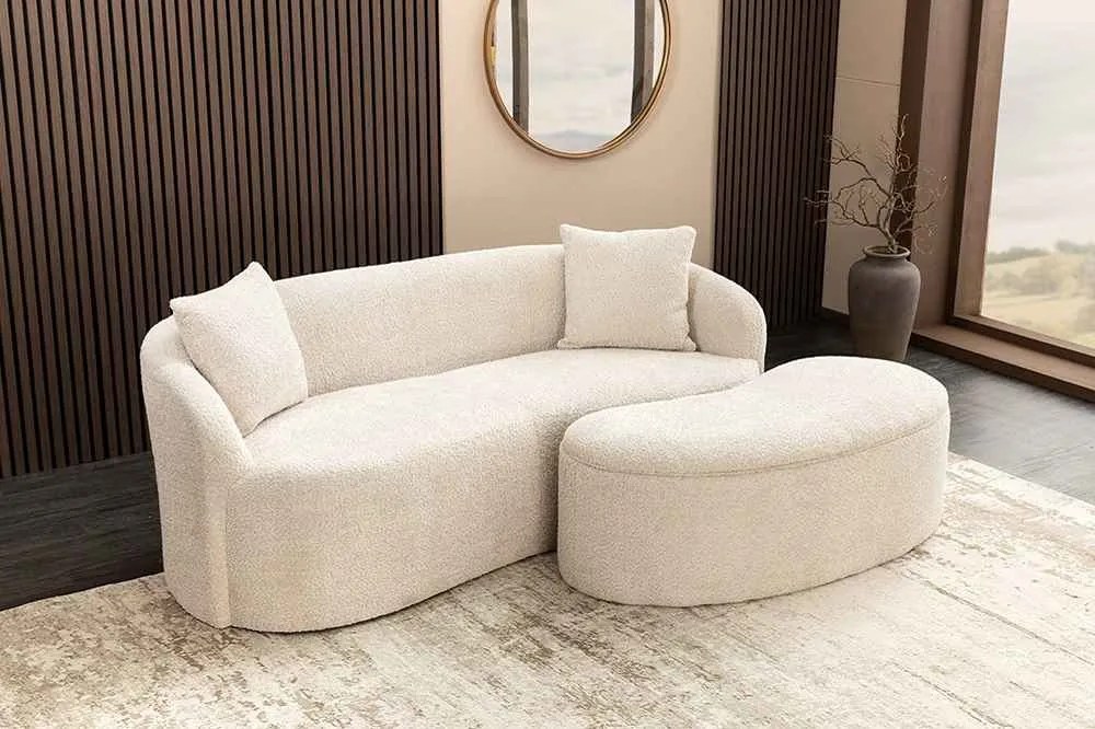 Designová 2-místná pohovka Vardinon 178 cm šampaňská béžová