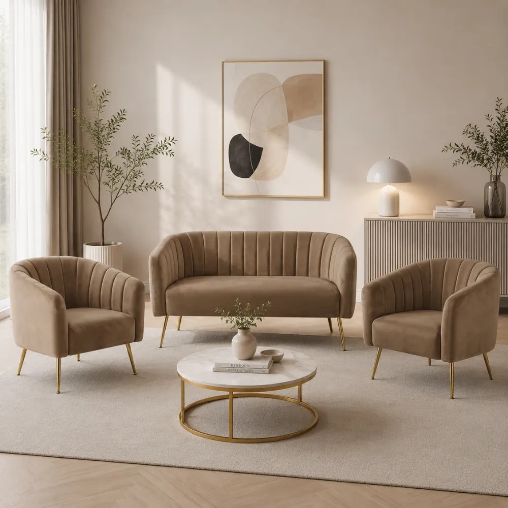 Designové křeslo, hnědá Velvet látka/gold chrom-zlatý, BAGY