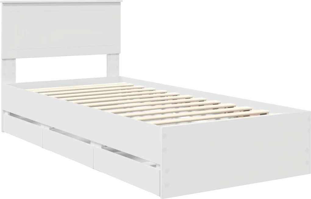 Rám postele se zásuvkou Bílá 90 x 200 cm Inženýrské dřevo 3410742