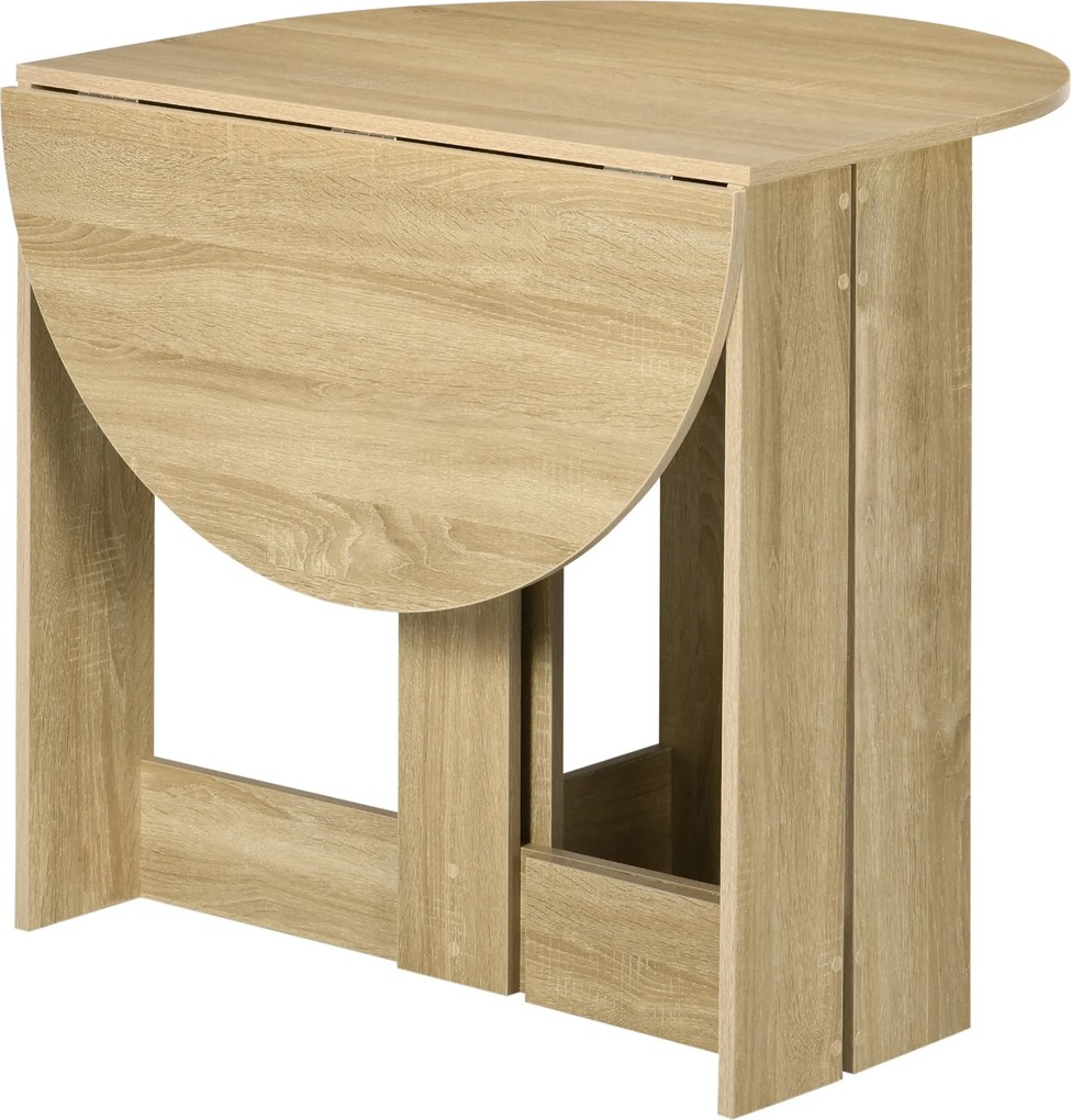 HOMCOM Skládací Jídelní Stůl Kuchyňský Stůl se 2 Sklopnými Křídly Skládací Stůl pro 2-4 Osoby 104x76x73,7 cm Dub