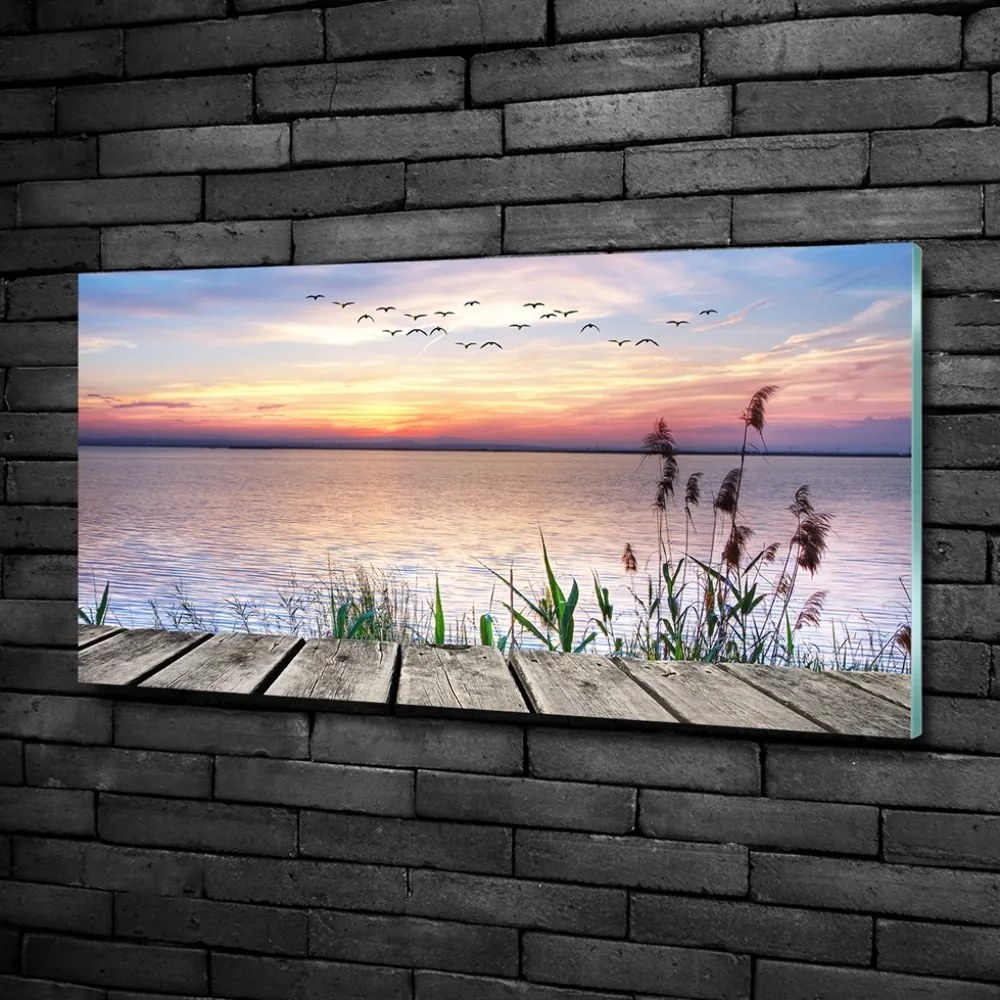 Obraz na skle Moře Ptáci Nebe Krajina 100x50 cm