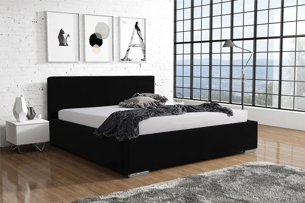 Eka Čalouněná postel Shadow 90x200 cm Barva látky Trinity: Hořčicová (Trinity 2326), Úložný prostor: Bez úložného prostoru
