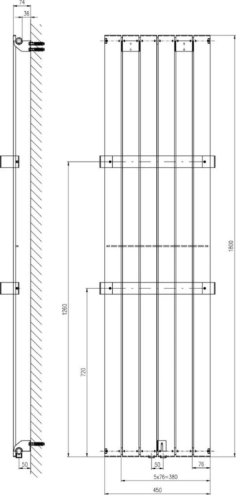 Sapho Colonna otopné těleso 450 x 1800 mm metalická stříbrná IR145