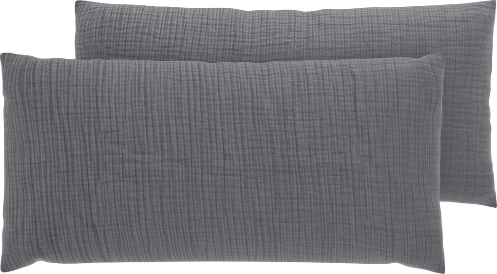 Livarno® Mušelínový potah na polštář pro spánek na boku, 40 x 80 cm, 2 kusy (šedá)