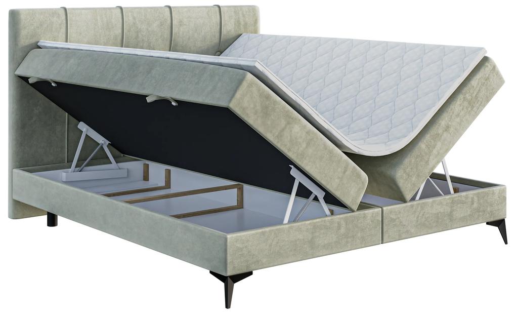 Kontinentální postel 160 cm Roseann (světlobéžová) (s matrací a úl. prostorem). 1043443