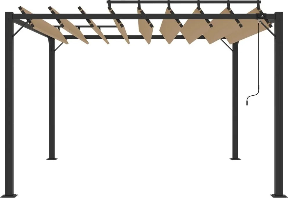 vidaXL Altán s lamelovou střechou 3 x 3 m tkanina a hliník [313925] Barva: taupe