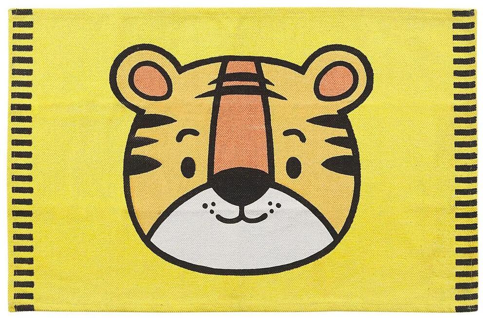 Dětský koberec s motivem tygra 60 x 90 cm žlutý RANCHI Beliani