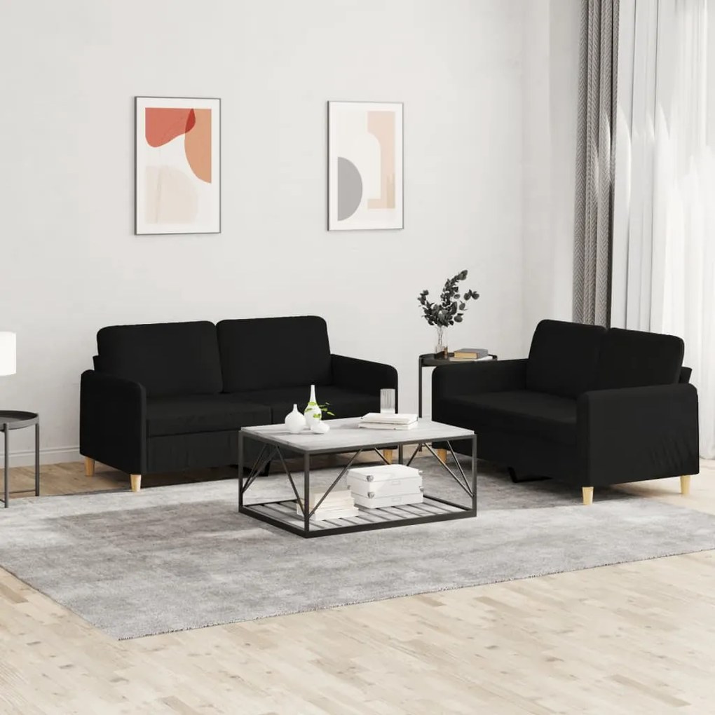 2dílná sedací souprava s poduškami černá textil 3202090