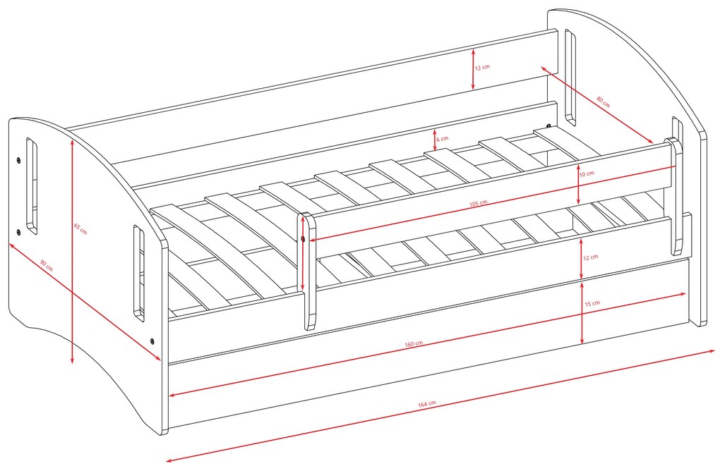 BabyBeds Dětská postel CLASSIC 2 s úložným prostorem Velikost postele: 180x80 cm, Barva postele: Modrá