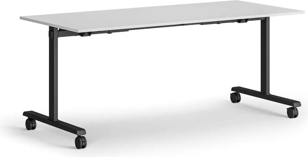 Mobilní stůl MATCH, 180x80 cm, černá podnož, bílá