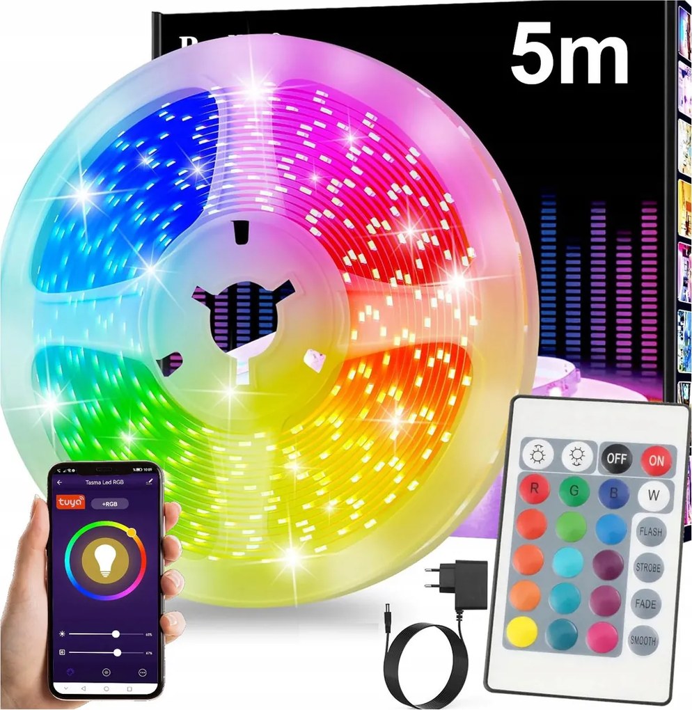 RGB LED pásek s WiFi Bluetooth dálkovým ovládáním TUYA 5m 23W