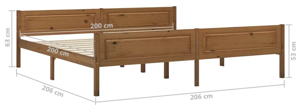 vidaXL Marketos Rám postele masivní borové dřevo medově hnědý 200 x 200 cm