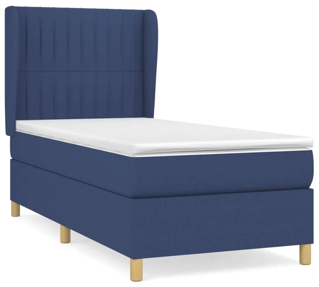 Box spring postel s matrací modrá 90x190 cm textil,  3128651