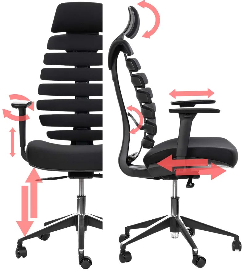 MERCURY Ergonomická kancelářská židle LOMAX - černá látka / nosnost 150 kg