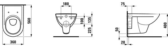 Laufen Pro Závěsný klozet, hluboké splachování H8209504000001