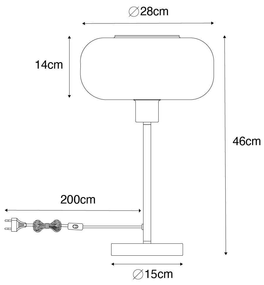 Stolní lampa v art deco stylu černá s jantarovým sklem - Bizle