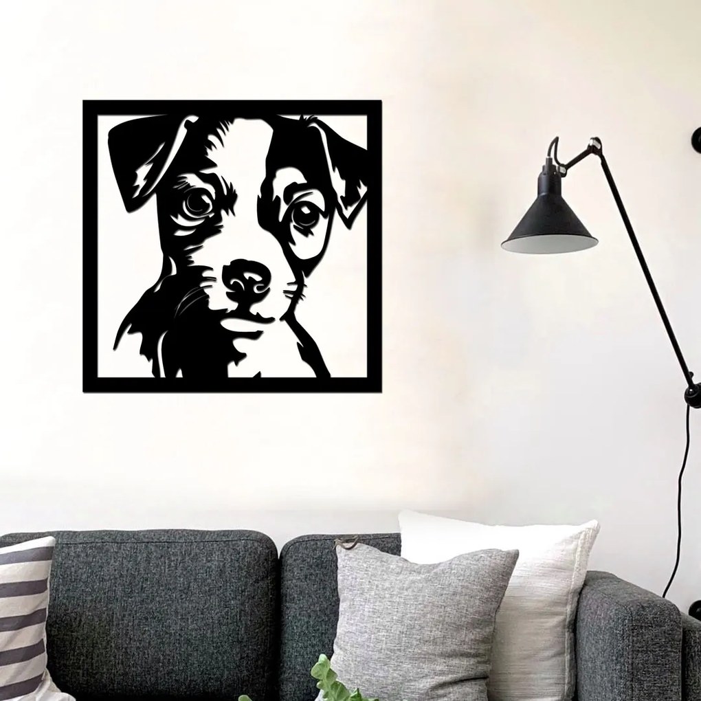 dřevo života Dřevěná dekorace psa Jack Russell teriér Rozměry (cm): 40x40, Barevný vzor: Černá