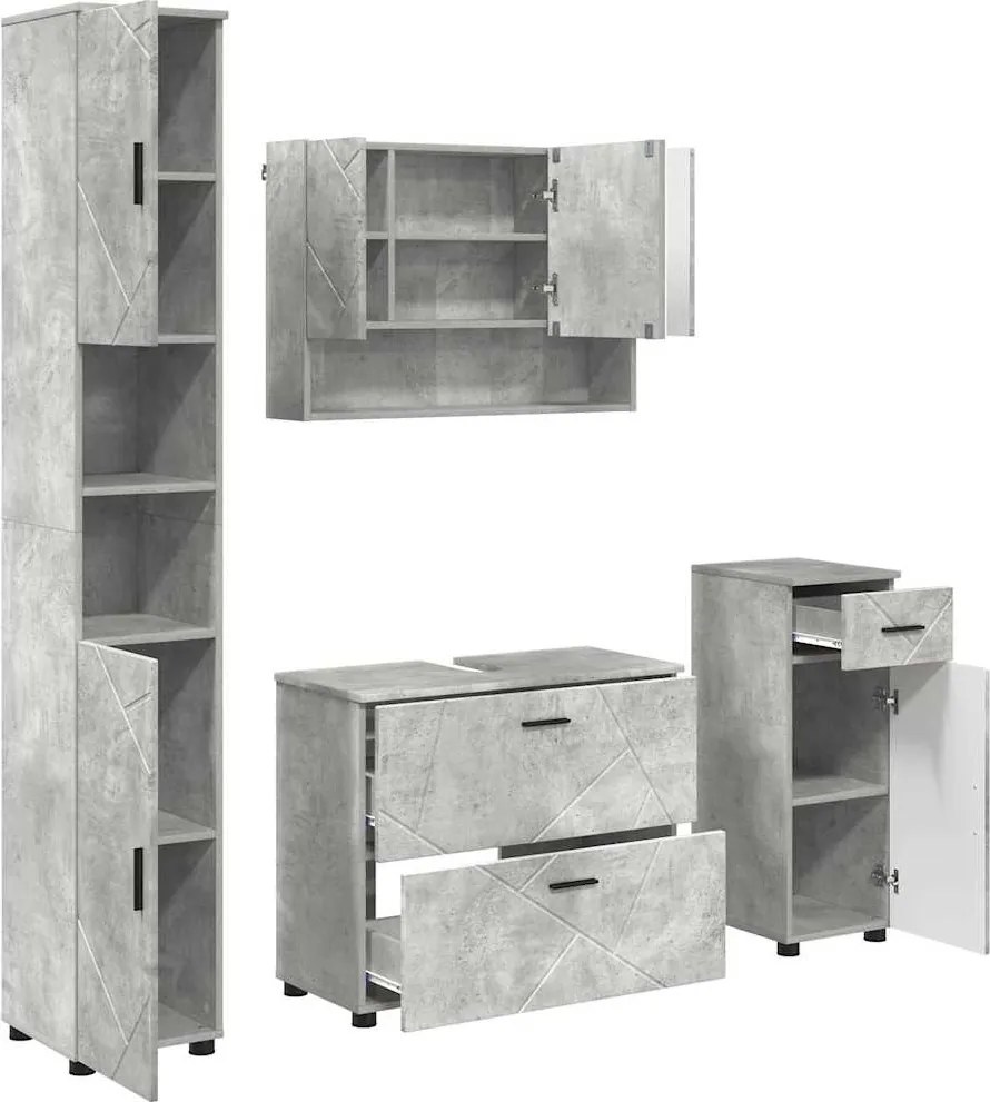 Sada koupelnového nábytku 4 ks Betonově šedá 35 x 30 x 192 cm 3393056