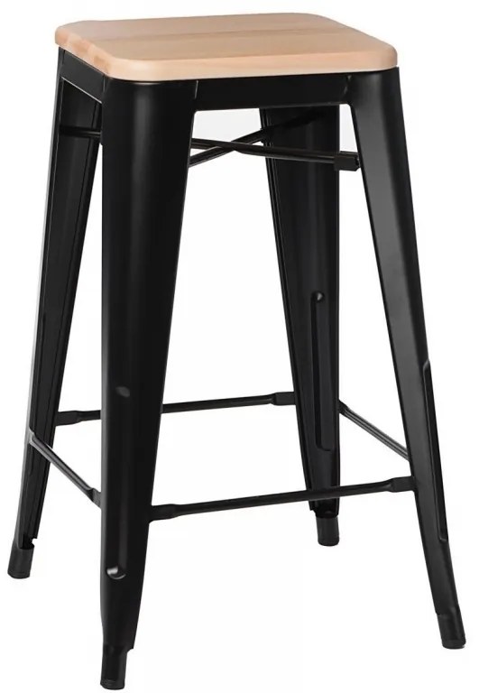 Barová židle Tolix 75, černá/borovice