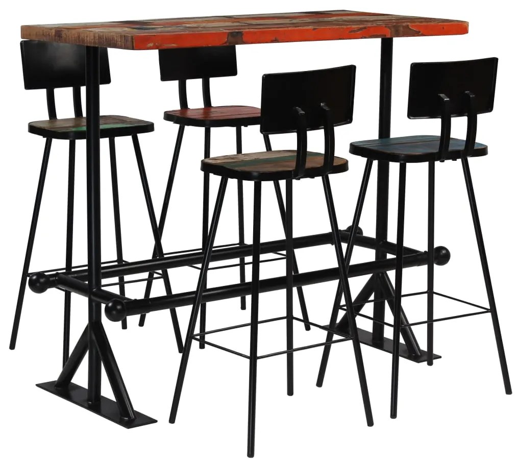 5dílný barový set masivní recyklované dřevo vícebarevný 245399