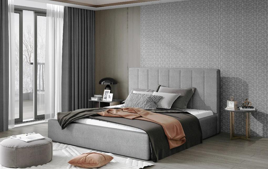 Eltap Čalouněná postel Audrey dřevěný rám Materiál a barva potahu: Dora 96 - tmavě šedá, Rozměry (cm): 200x200