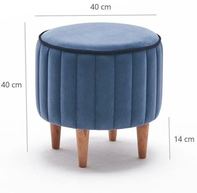 Atelier del Sofa Taburet Lindy Puf - Blue, Modrá