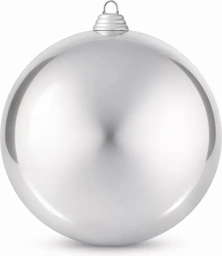 Velká vánoční koule 30 cm, stříbrná, lesklá, UV
