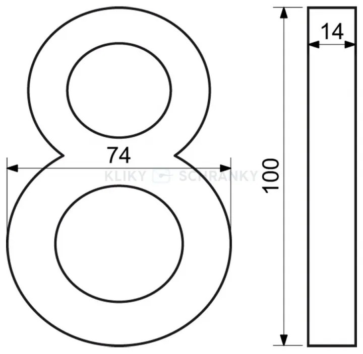 RN.100LV.8.AL.C.3D číslo "8" černé