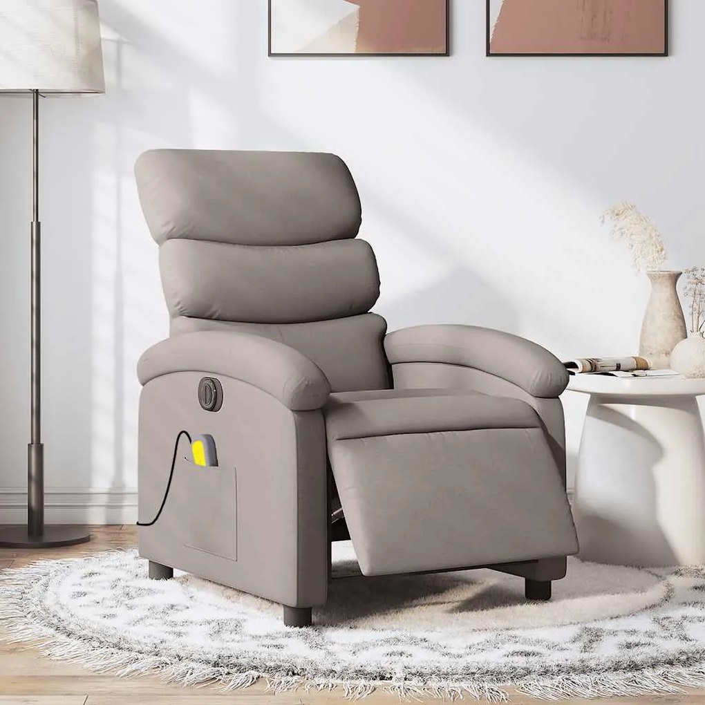 Elektrické masážní polohovací křeslo taupe textil 3203974