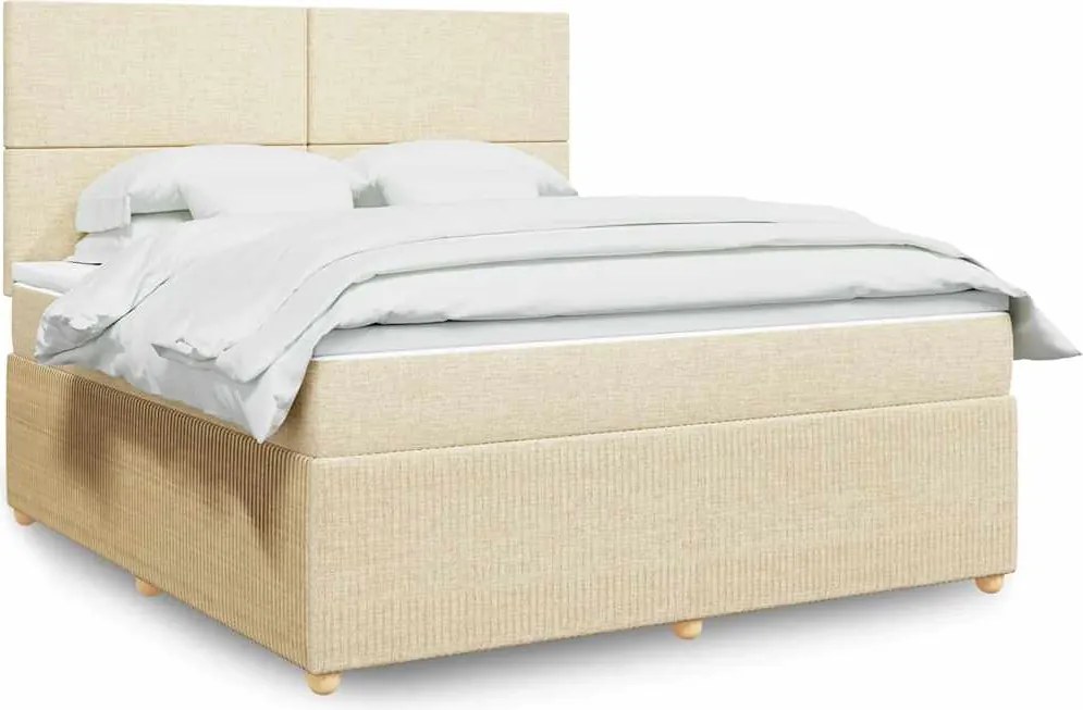 Box spring postel s matrací krémová 180x200 cm textil 3292133