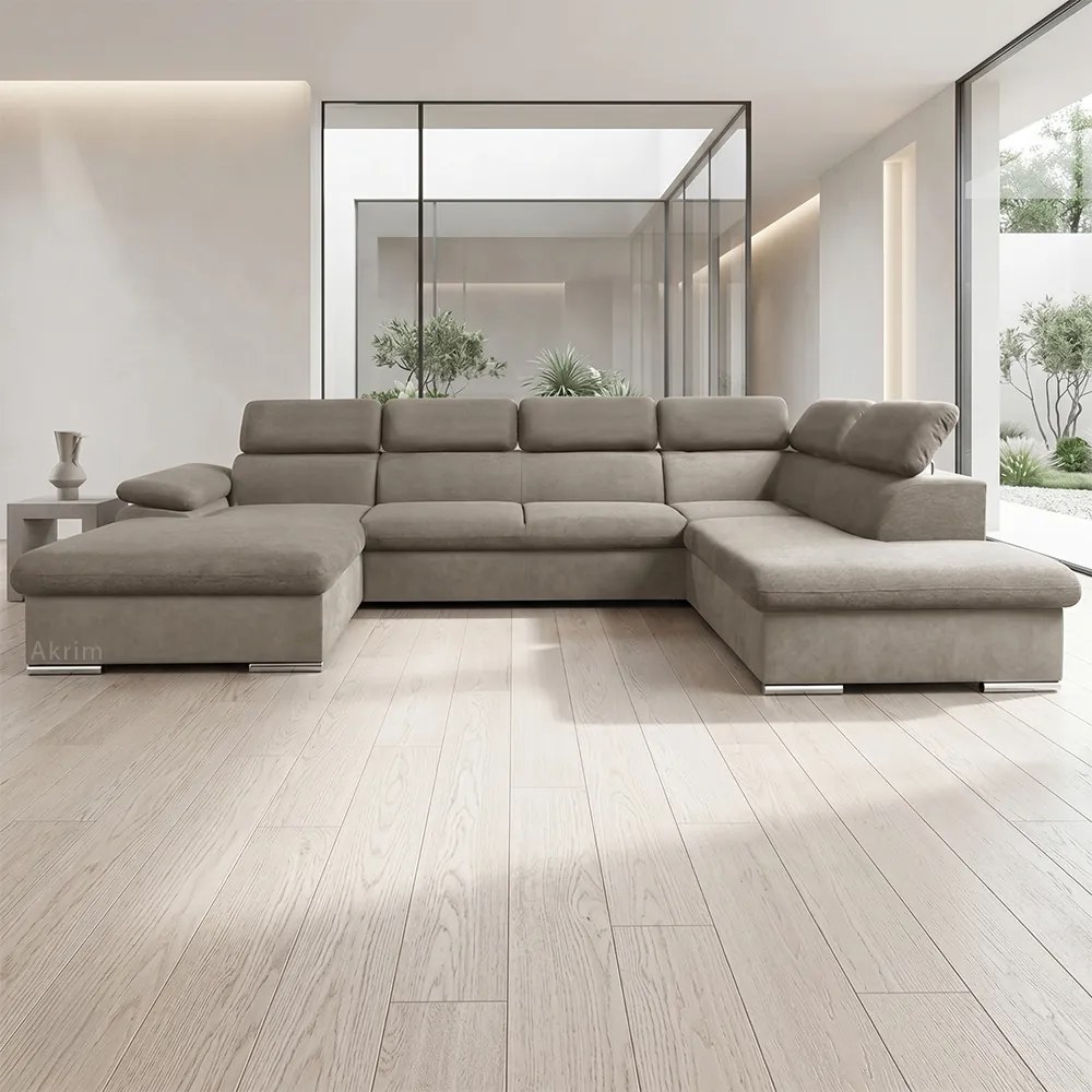 Sedací souprava COOL II | 191x343x220 cm | rozkládací + 2x úložný prostor | LEVÁ | lounge 03 šedobéžová