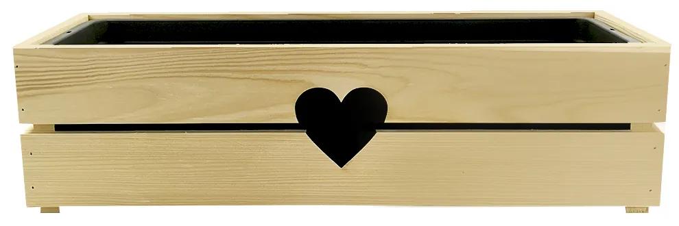 AMADEA Dřevěný obal na truhlík se srdcem, 62x21,5x17cm Český výrobek