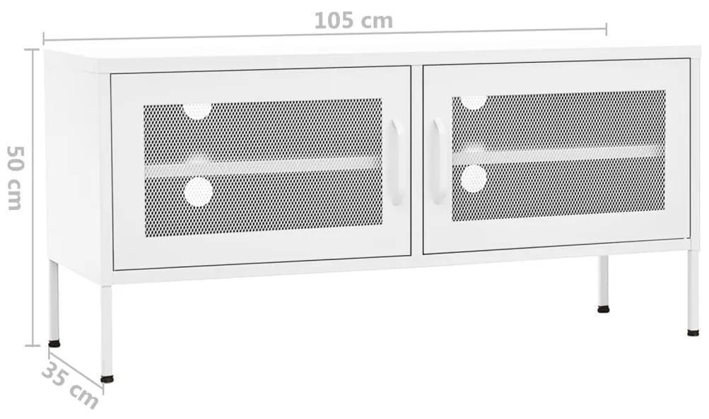 TV skříňka Grain - ocel - 105x35x50 cm | bílá