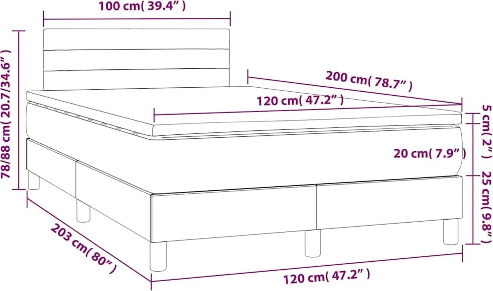 Box spring postel s matrací černá 120 x 200 cm samet 3141355