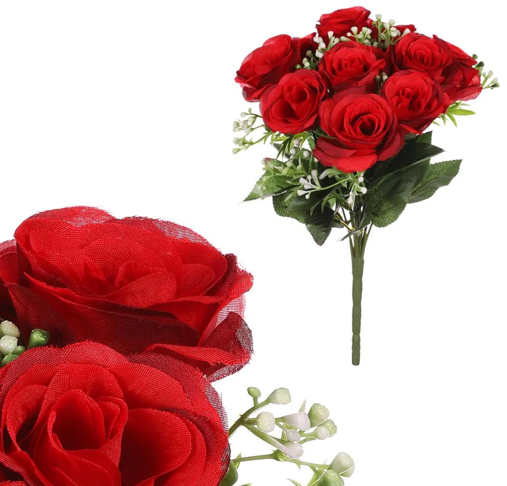 Růže, puget, barva červená. Květina umělá KU4138