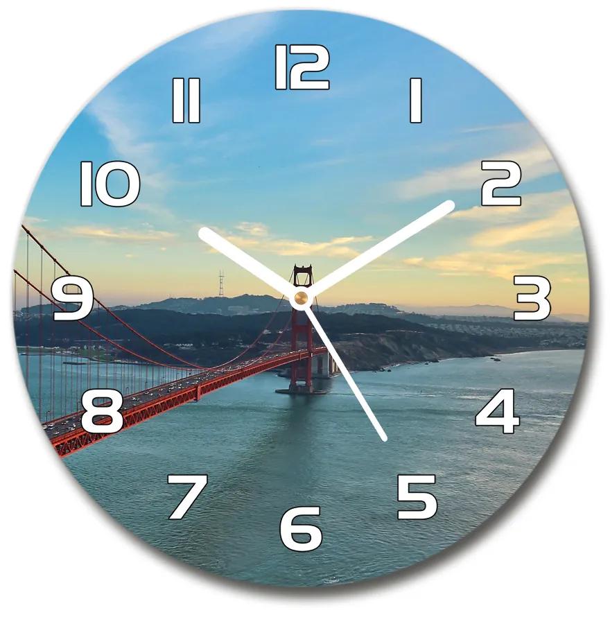 Wallmuralia Skleněné hodiny kulaté Most San Francisco fi 30 cm