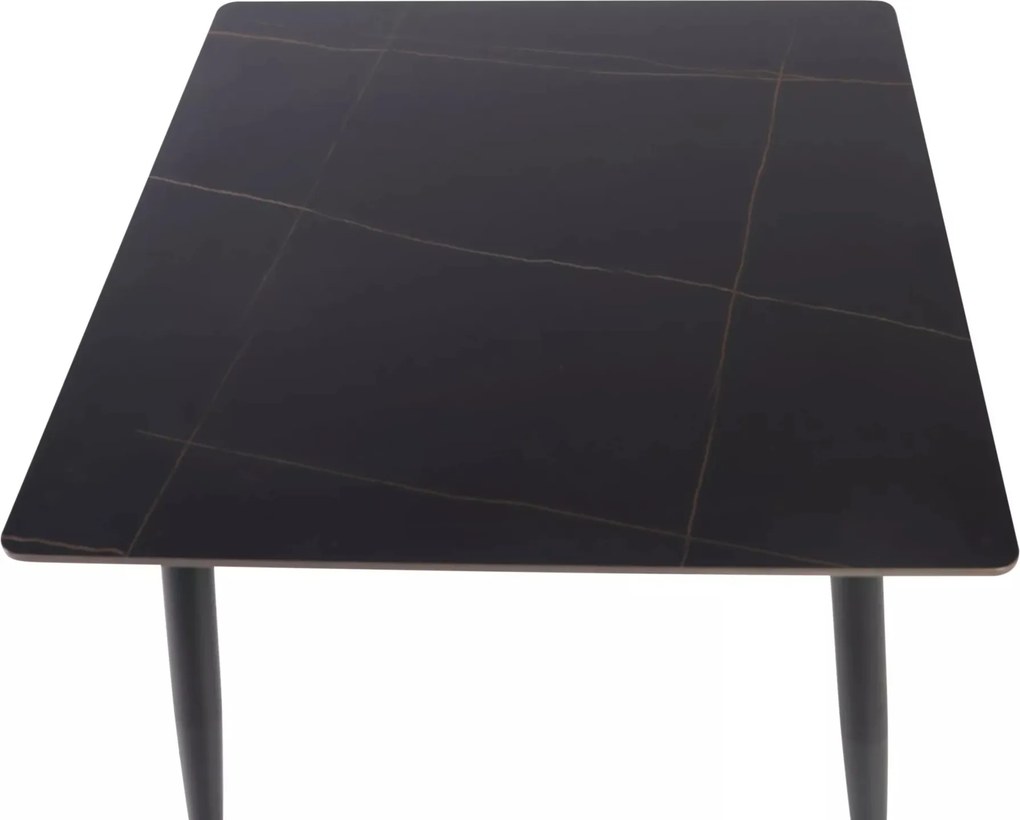 Jídelní stůl Rion 80 cm keramika černý mramor/černý