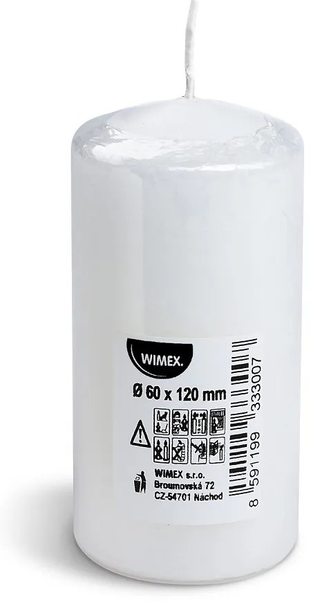 Wimex 33300 - válcová svíčka 60 × 120 mm, bílá