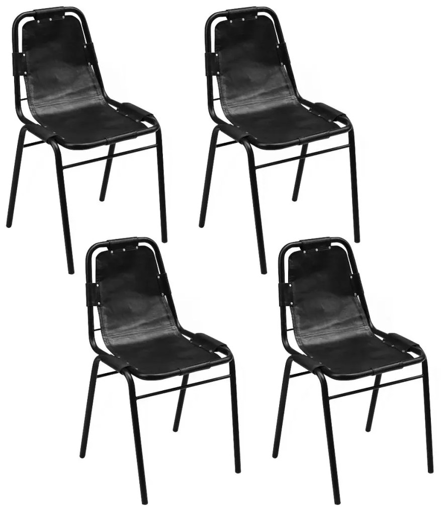 274393 vidaXL Jídelní židle 4 ks černé pravá kůže