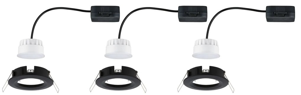Paulmann 94473 LED Coin Nova round, set kulatých bodovek v černé úpravě, LED 3x6,5W 2700K, prům. 7,8cm