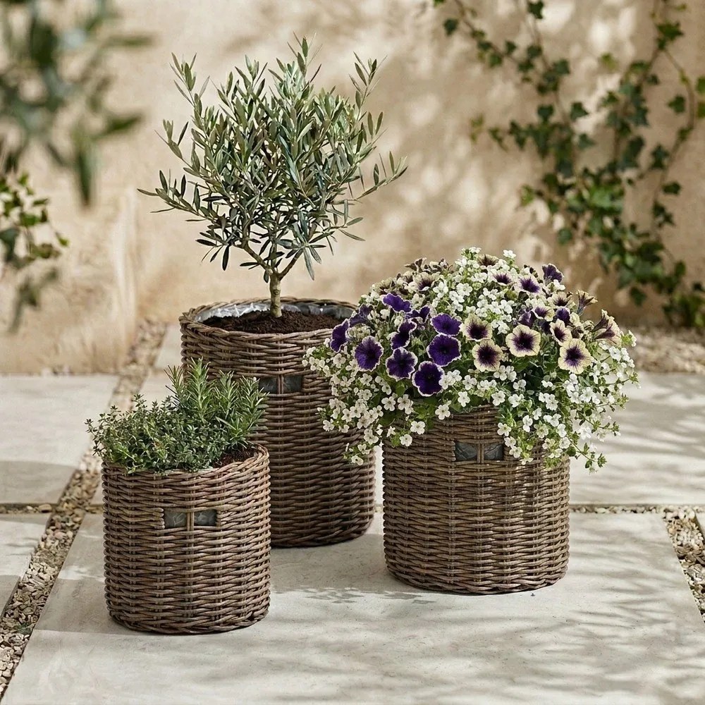 Sada šedých zahradních květináčů Bonami Essentials Natural
