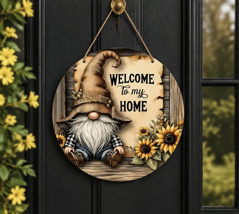 dekorace na zeď, dřevo, 15x15 cm, Boho styl s trpaslíkem, Dekorino DZ20260007