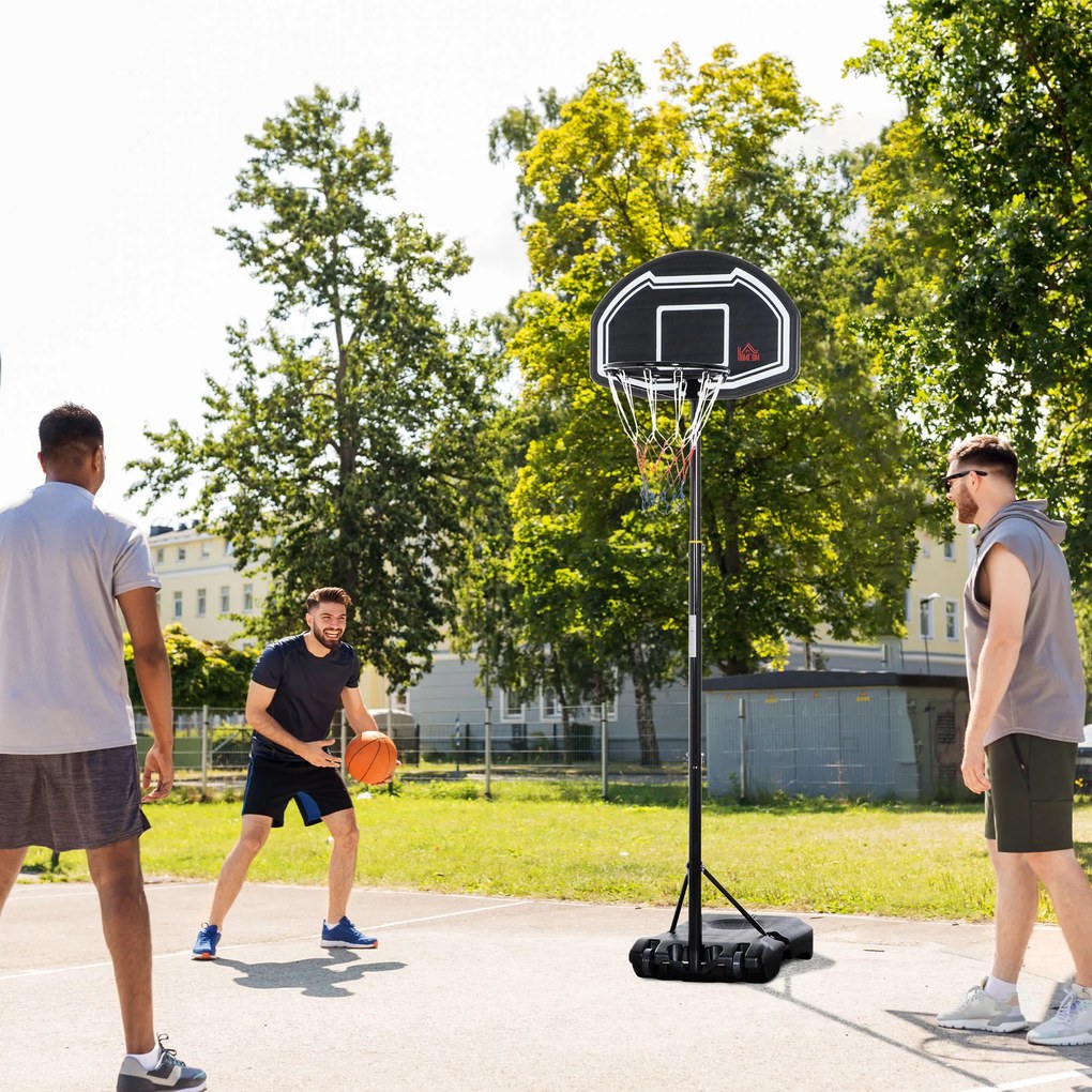 HOMCOM Venkovní basketbalový koš pro teenagery, 160-210 cm Výškově nastavitelný basketbalový stojan s kolečky