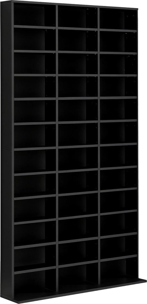 HOMCOM Regál na CD/DVD pro 1116 CD, 36 výškově nastavitelných přihrádek, 102 x 24 x 195 cm, Černý | Aosom