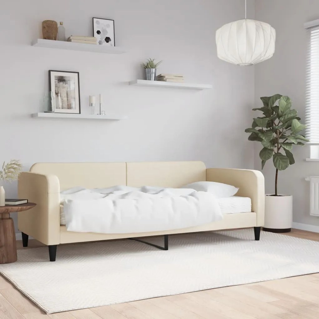 Válenda s matrací krémová 100 x 200 cm textil 3196807