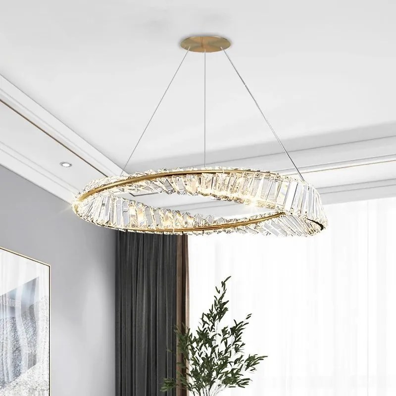 Toolight Toolight, LED křišťálové závěsné svítidlo 27W APP1201-CP, čirá-zlatá, OSW-04591