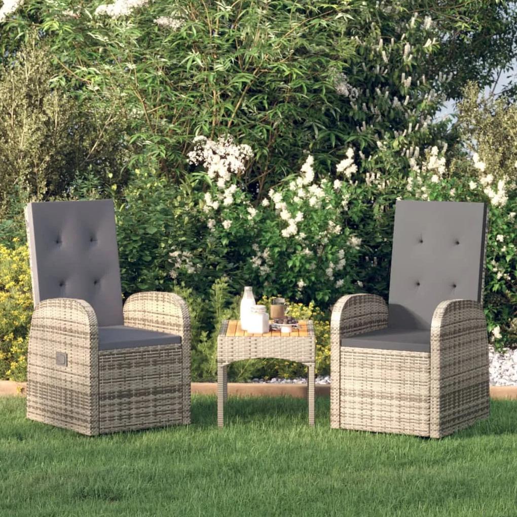 Polohovací zahradní židle s poduškami 2 ks šedé polyratan,  319539