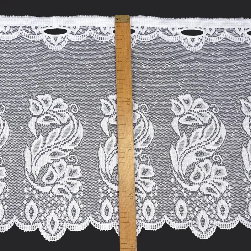 Vitrážová žakárová záclona 44468, výška 50,70 cm, metráž