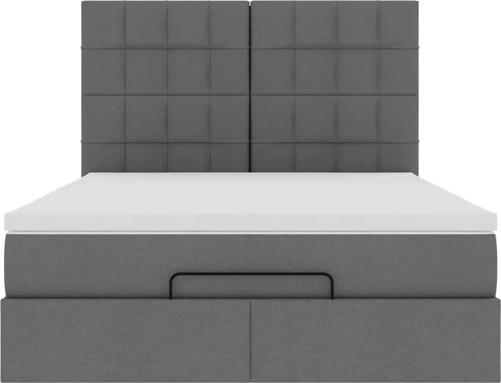 Osmanský rám postele s matrací tmavě šedá 140x200cm textil 3313162